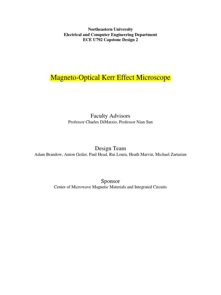 Magneto-Optical Kerr Effect Microscope | PDF | Microscopy | Lens (Optics)