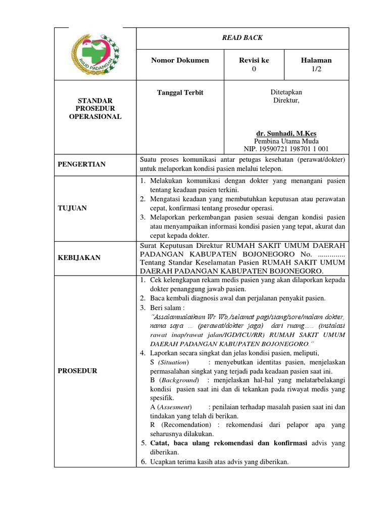 08 Spo Read Back (SKP II) - 1 | PDF
