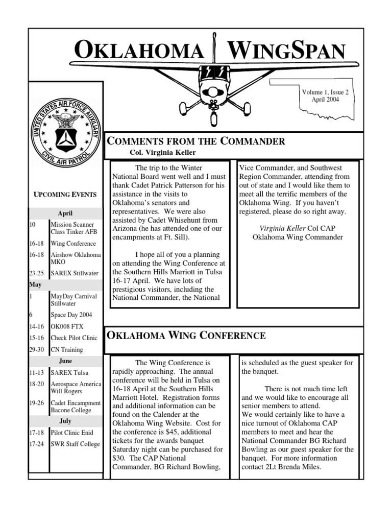 Oklahoma Wing - Apr 2004 | PDF | Civil Air Patrol | Aviation