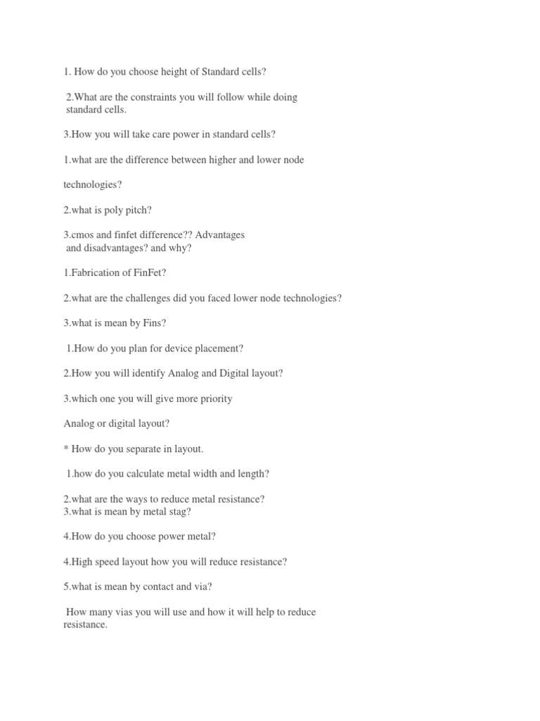 AnaloG Layout Interview Questions | PDF