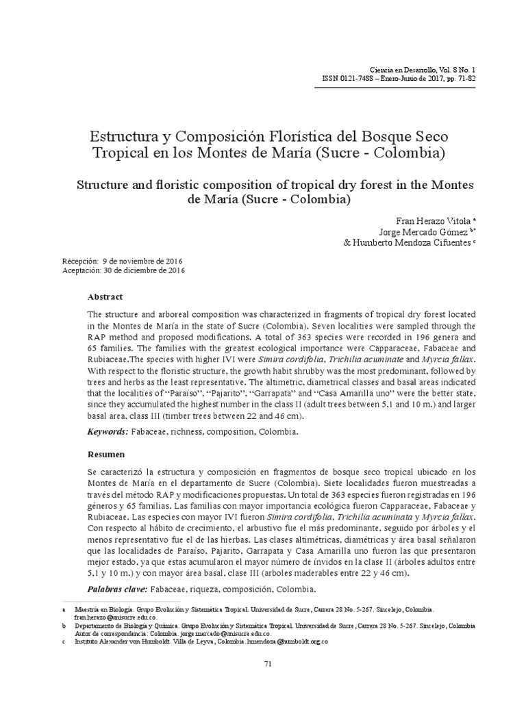 Estructura y Composición Florística Del Bosque Seco | PDF | Los bosques ...