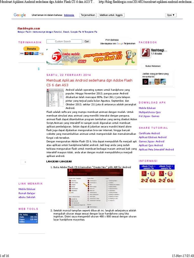 Membuat Aplikasi Android Sederhana DGN Adobe Flash CS 6 Dan AS3 Tutorial | PDF