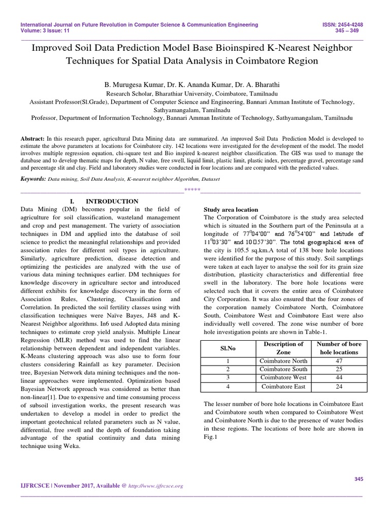 Improved Soil Data Prediction Model Base Bioinspired K-Nearest Neighbor Techniques For Spatial ...