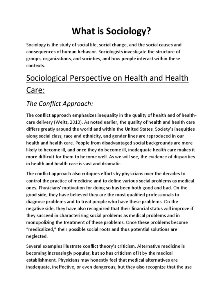 What Is Sociology?: Sociological Perspective On Health and Health Care ...