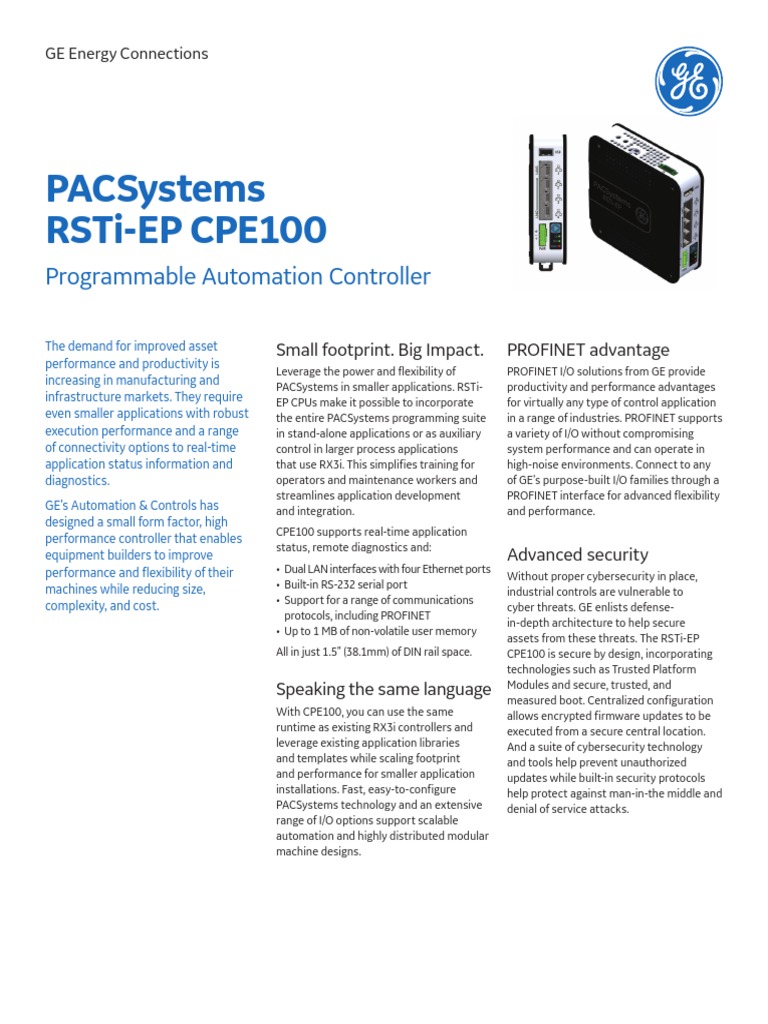 Pacsystems Rsti-Ep Cpe100: Programmable Automation Controller | PDF | Computer Security | Security