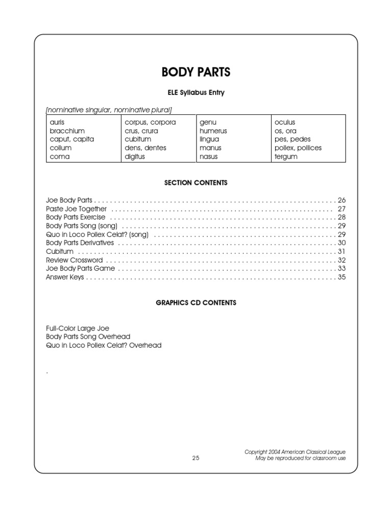 Exploratory Latin Body Parts | PDF | Elbow | Human Leg