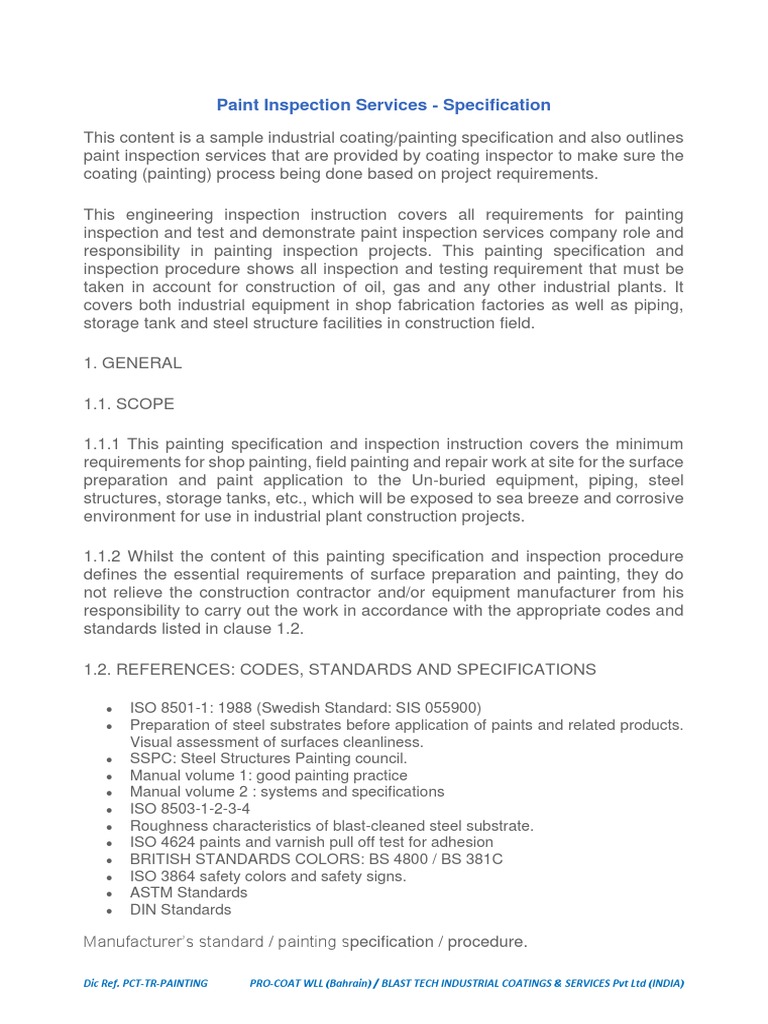 Industrial Paint Inspection Specification | PDF | Paint | Specification ...