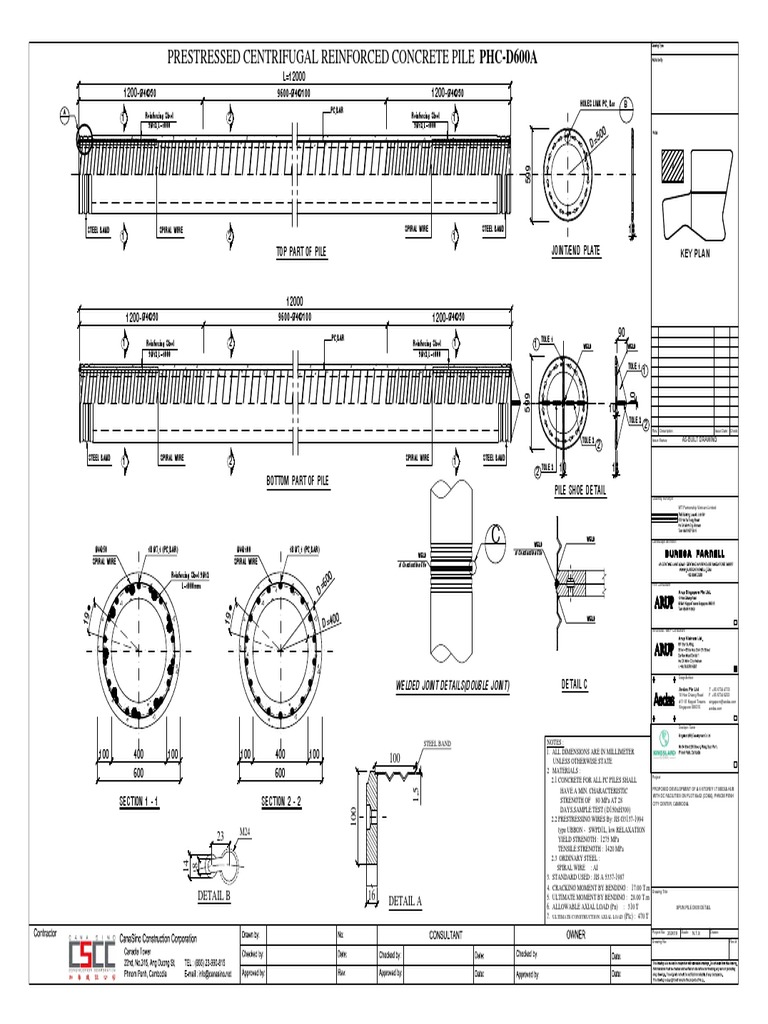 PHC D600a-100 | PDF | Deep Foundation | Prestressed Concrete