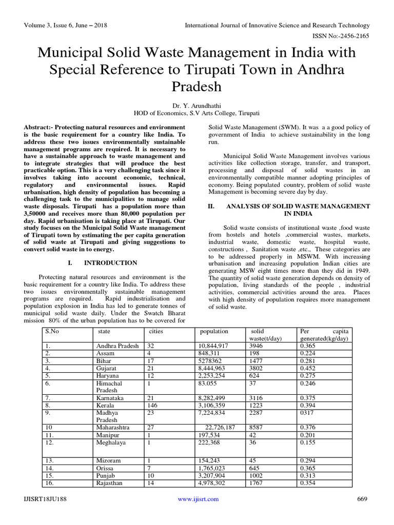 Municipal Solid Waste Management in India With Special Reference To ...