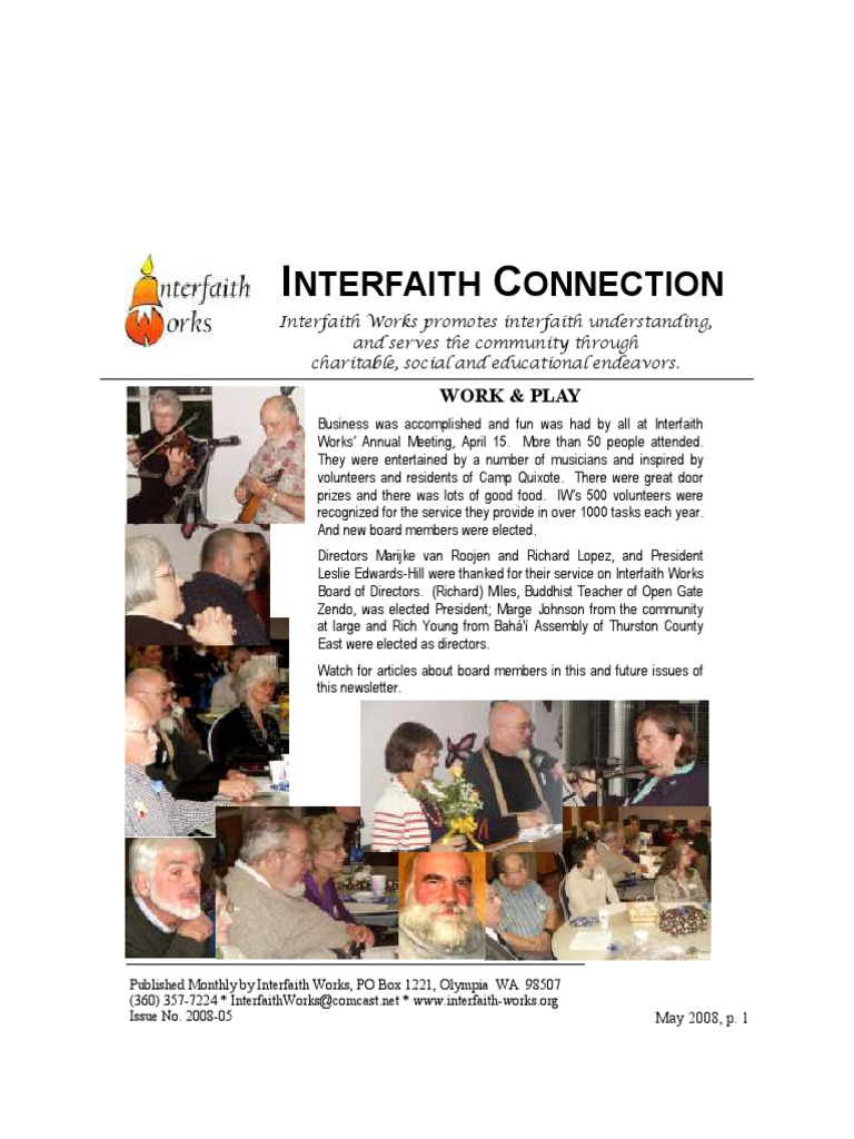 Nterfaith Onnection: Work & Play | PDF | Interfaith Dialogue | Methodism