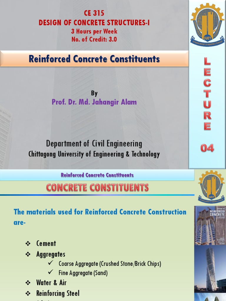 04 Reinforced Concrete Constituents 01 | PDF | Concrete | Cement