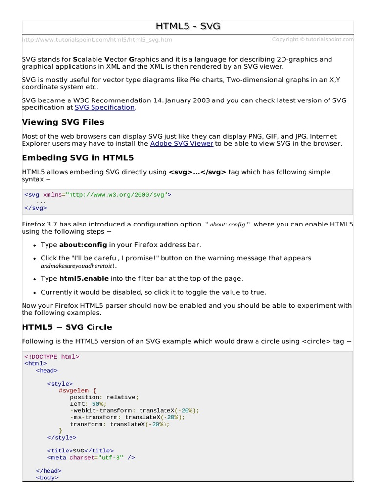 html5 SVG | PDF | Data Serialization Formats | Hypertext