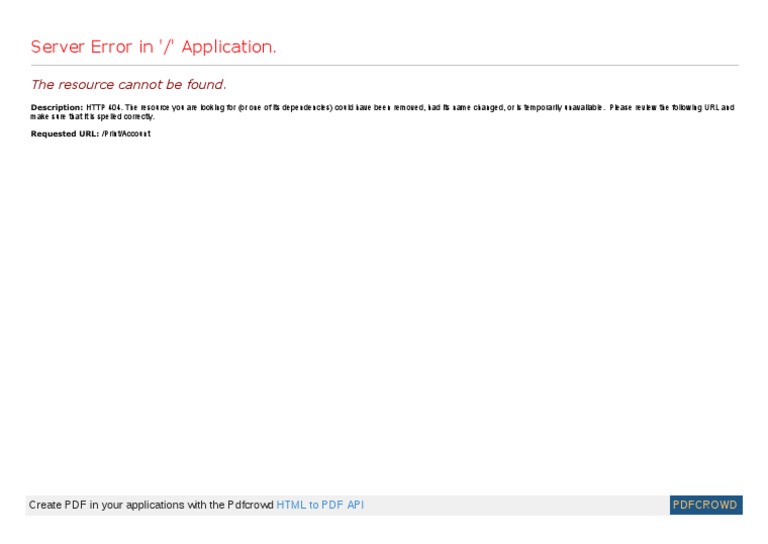 Server Error in '/' Application.: The Resource Cannot Be Found | PDF