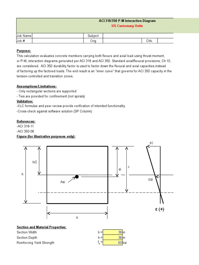 ACI 350 P-M Interaction Diagram Analysis | PDF | Strength Of Materials ...