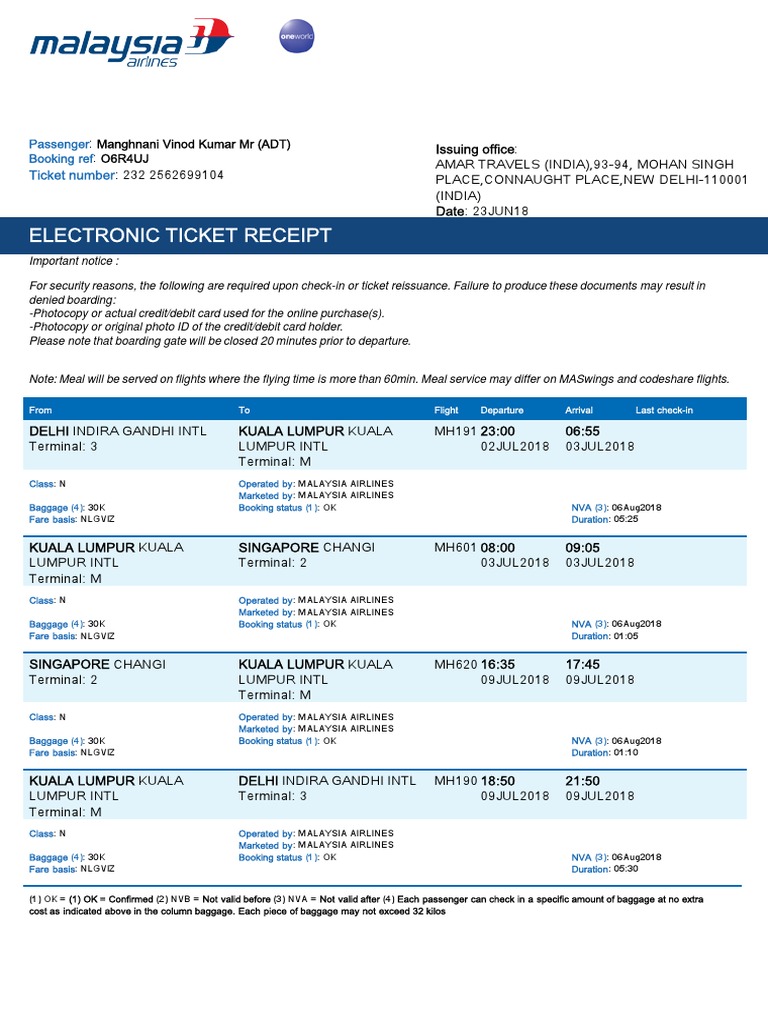 Your Electronic Ticket-EMD Receipt 92 PDF | PDF | Service Industries | Services (Economics)