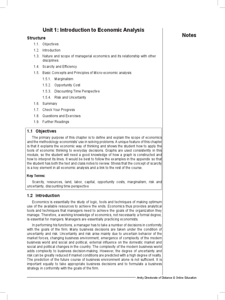 Unit 1: Introduction To Economic Analysis Notes: Structure | PDF ...