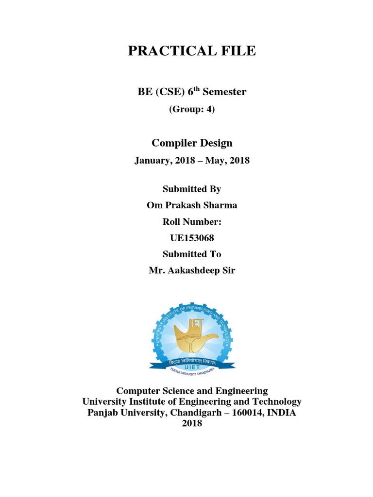 Practical File: Be (Cse) 6 Semester | PDF | Parsing | Theoretical Computer Science