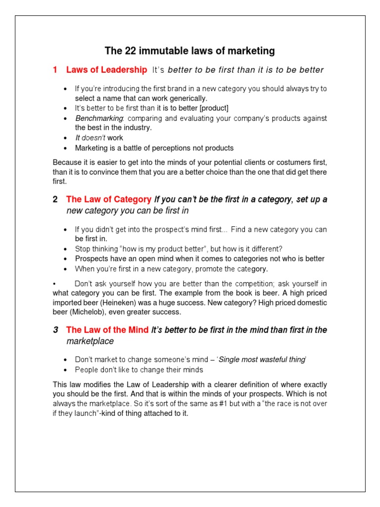 The 22 Immutable Laws of Marketing Summary | Brand | Marketing