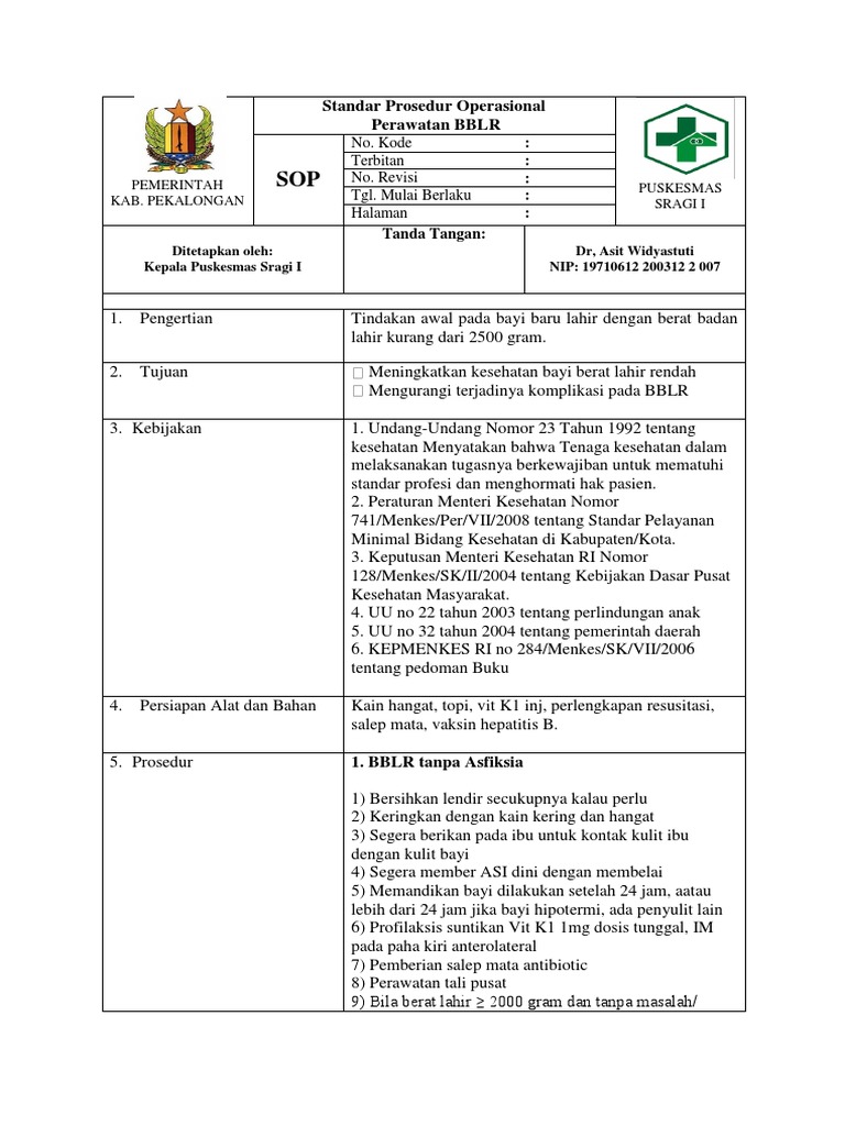 Sop Penanganan BBLR Print | PDF