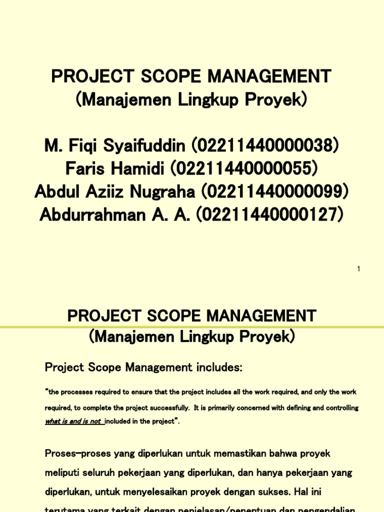 Project Scope Kelompok 3 | PDF | Manajemen Proyek | Manajemen Teknologi ...