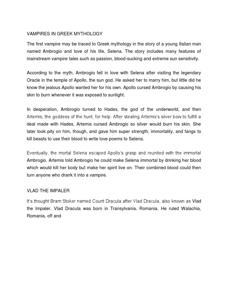 Vampires in Greek Mythology | PDF