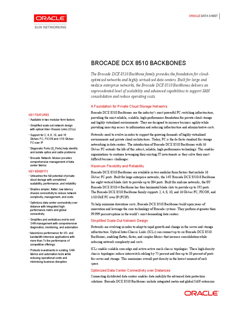 Brocade DCX 8510 Backbones: A Foundation For Private Cloud Storage ...