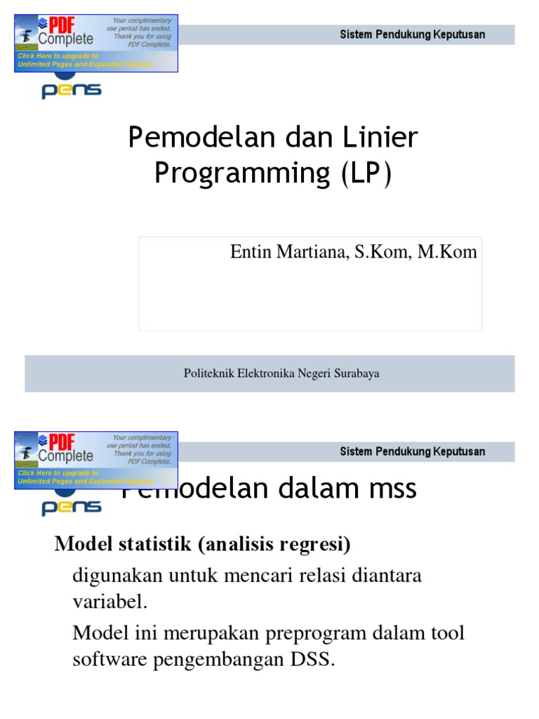 Pertemuan 5 Pemodelan & Linier Programming | PDF