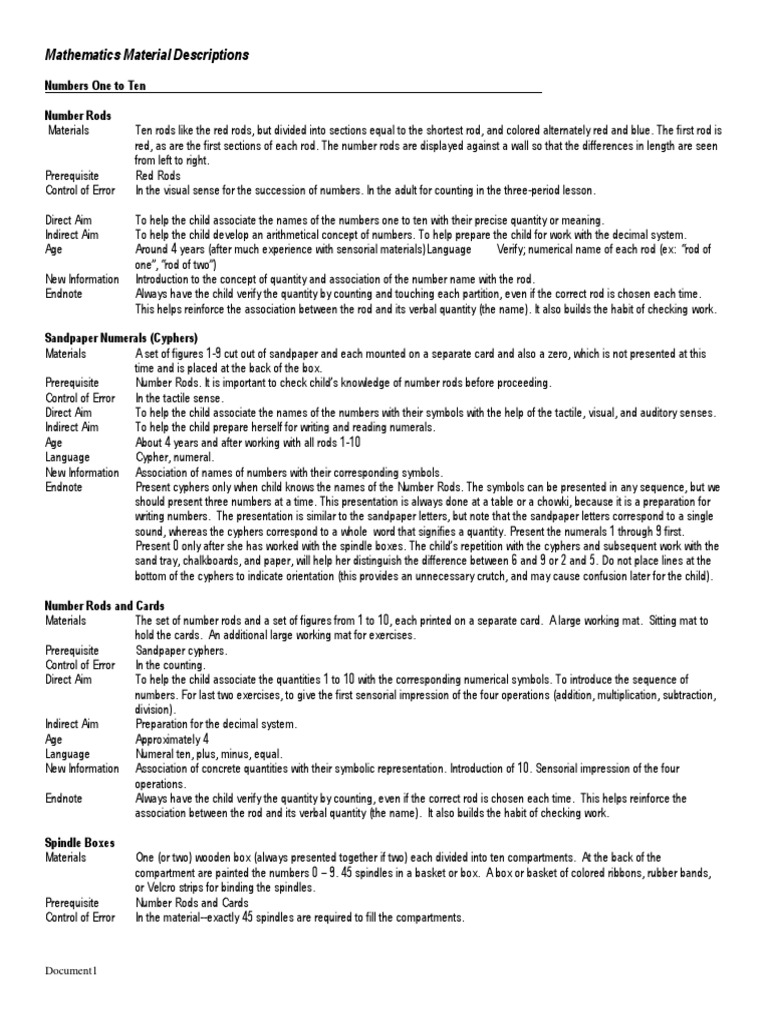 Math Material Descriptions 2015 | PDF | Subtraction | Division ...