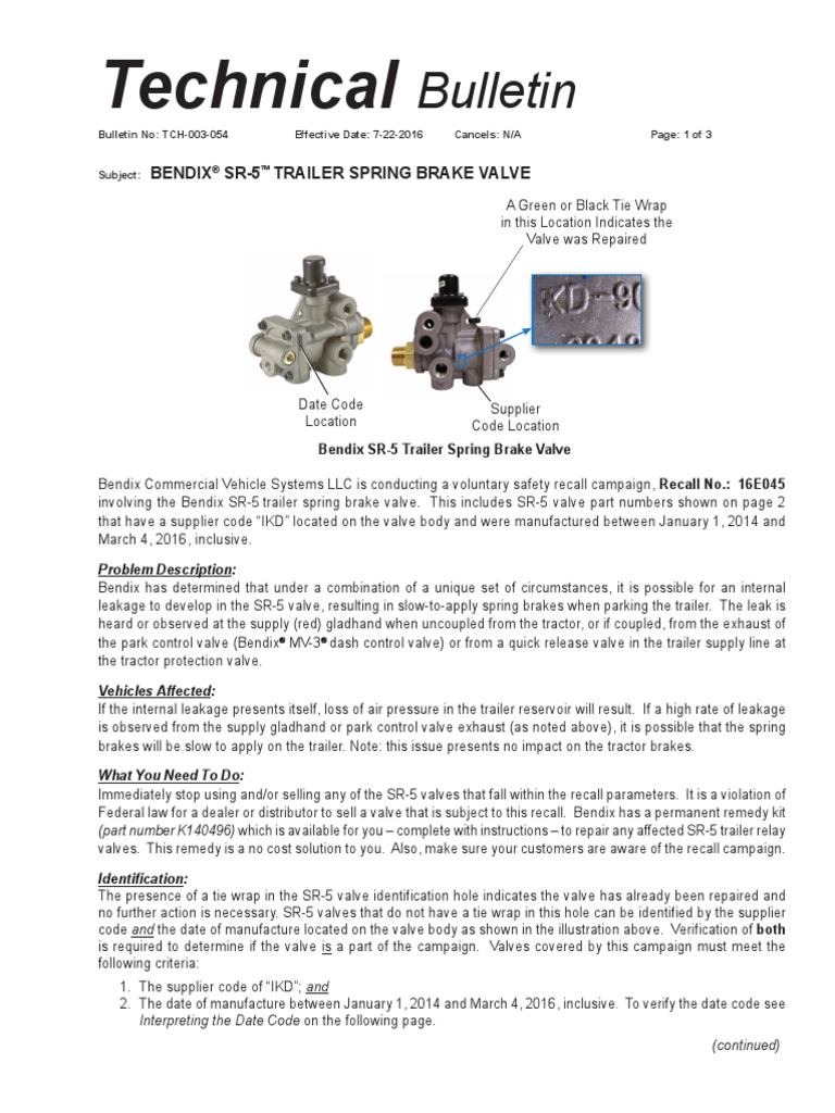 Bendix Valve Sr5 | PDF | Valve | Brake