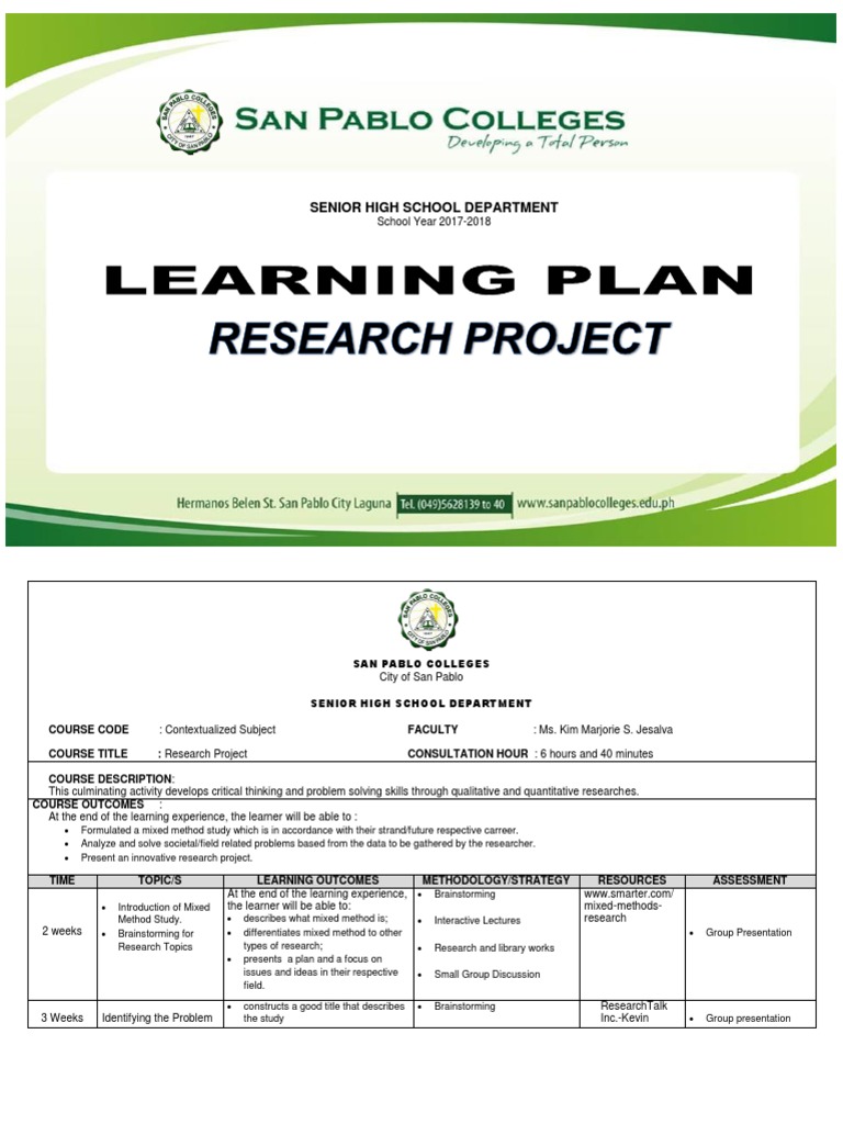 Senior Research Project Course Outline | PDF | Psychology | Cognition