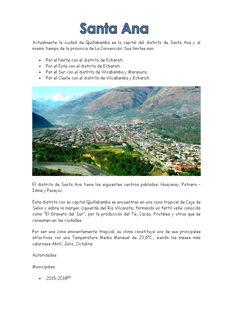 Distrito de Santa Ana: Quillabamba y más | PDF | Naturaleza