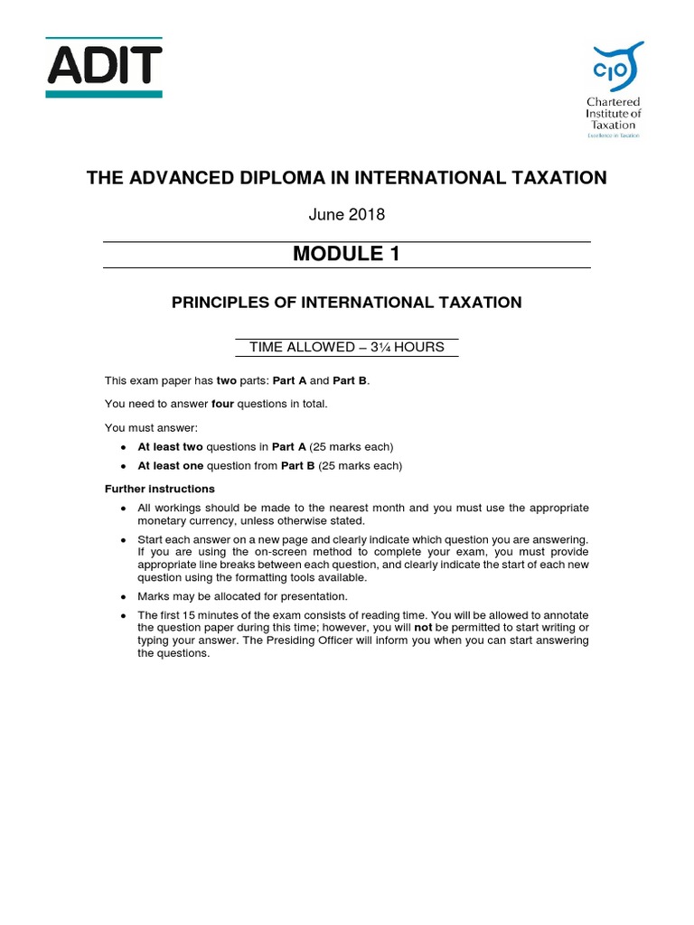 June 2018 Module 1 (Question Paper) | PDF | Swap (Finance) | Taxes