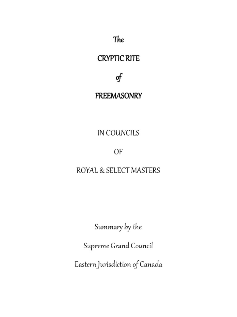 Booklet Cryptic Rite | PDF | Freemasonry | Fraternal Service Organizations