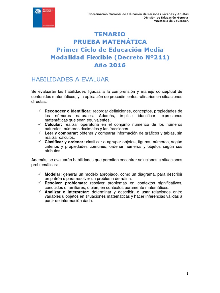 Temario-Matematica CM1 MF 2016 | PDF | Triángulo | Ecuaciones