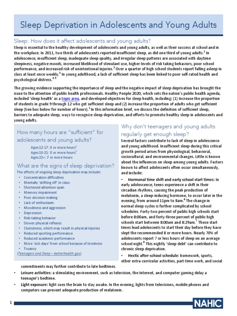 Adolescent Sleep Deprivation Effects | PDF | Sleep | Adolescence