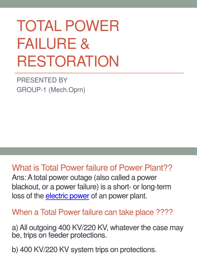 Total Power Failure & Restoration | PDF | Electrical Substation | Hvac