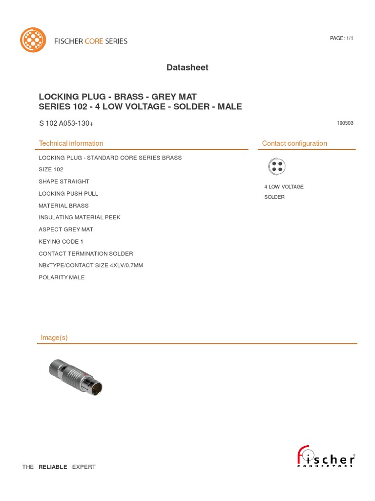 Fischer S - 102 - A053 130+ Datasheet PDF | PDF | Electrical Connector ...
