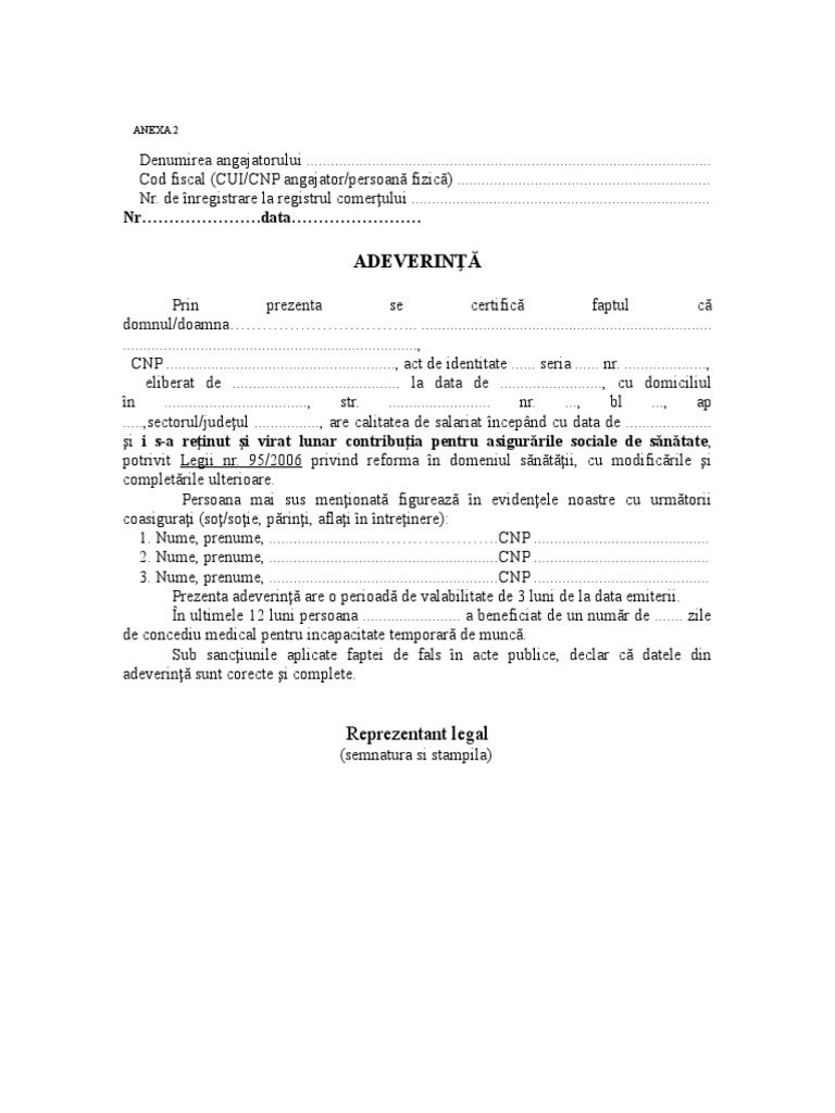 Adeverinta Salariat | PDF