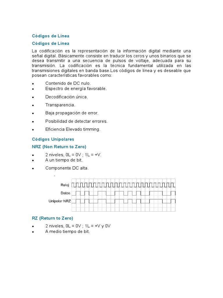 Códigos de Línea | PDF | Telecomunicaciones | Datos de computadora