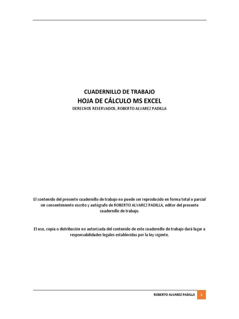 Cuadernillo de Trabajo Excel Básico | PDF | Microsoft Excel | Hoja de ...