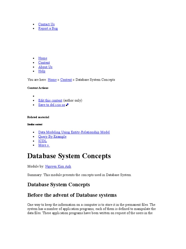 Database System Concepts Before The Advent of Database Systems | PDF | Abstraction (Computer ...