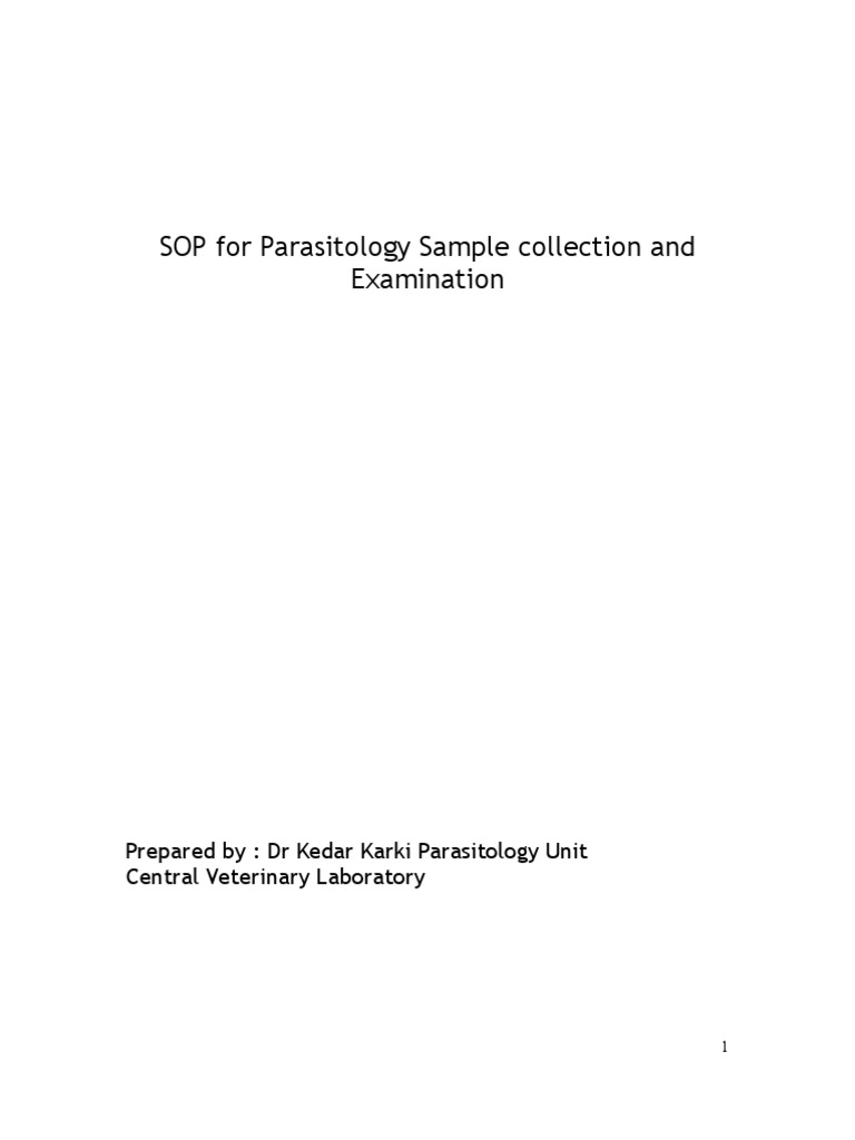 Parasitology Sample Collection SOP | PDF | Waste Management | Syringe
