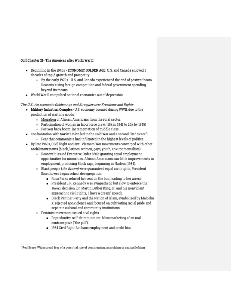 Goff Chapter 21-The Americas After World War II: The U.S.: An Economic ...