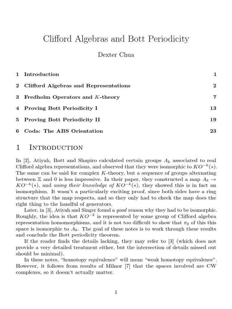 Clifford Algebras and Bott Periodicity: Dexter Chua | PDF | Vector ...