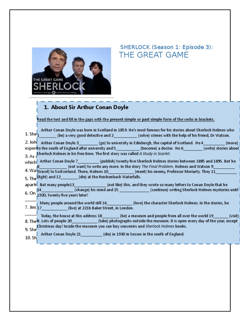 Sherlock Series Worksheet | PDF | Sherlock Holmes | Arthur Conan Doyle