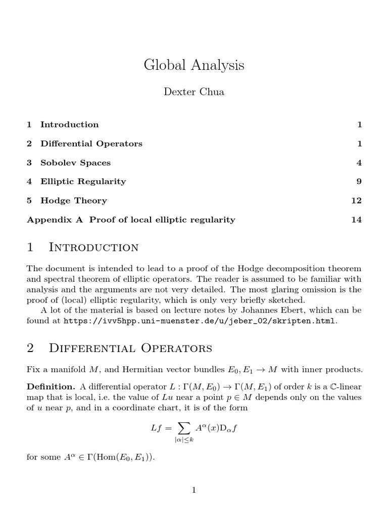 Global Analysis: Dexter Chua | PDF | Vector Space | Eigenvalues And ...