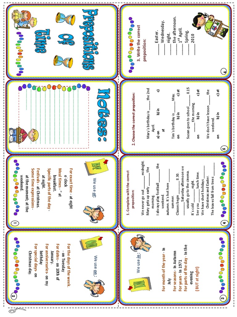 Prepositions of Time Mini Book | PDF | Easter | Birthdays
