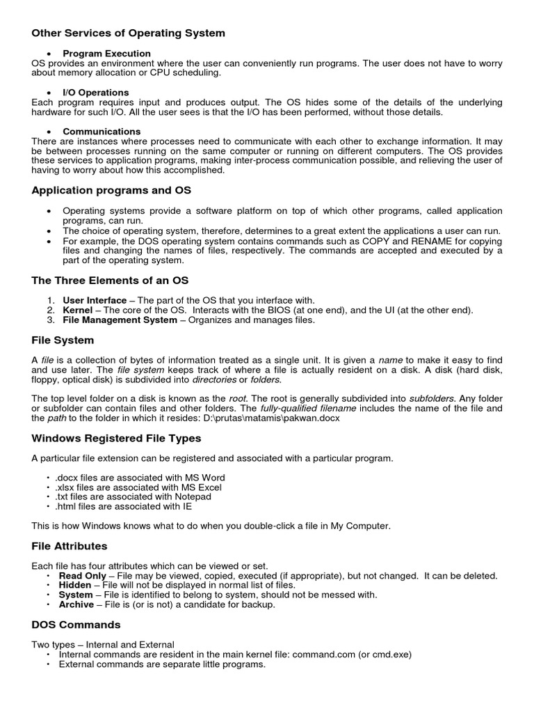 Other Services of OS | PDF | Operating System | Input/Output