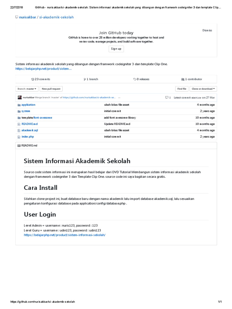 Github Nurisakbar Si Akademik Sekolah Sistem Informasi Akademik
