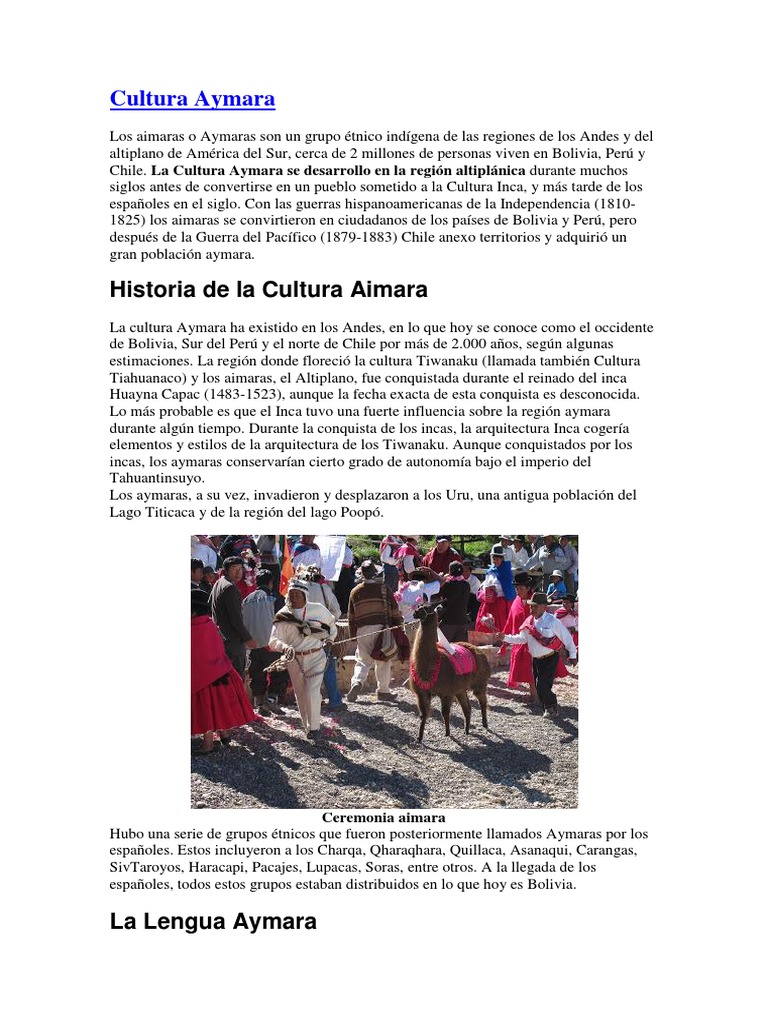 Cultura Aymara MARY | PDF | Bolivia | Imperio Inca